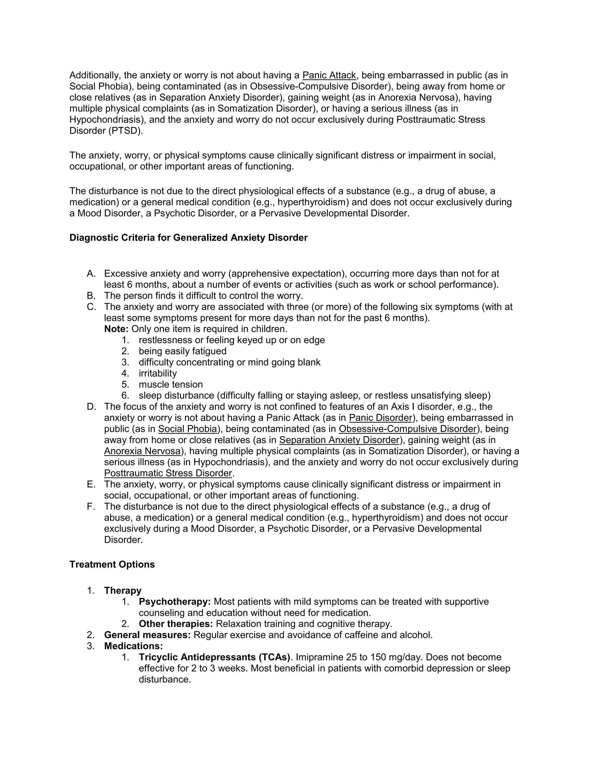 Anxiety Disorder | DOCX