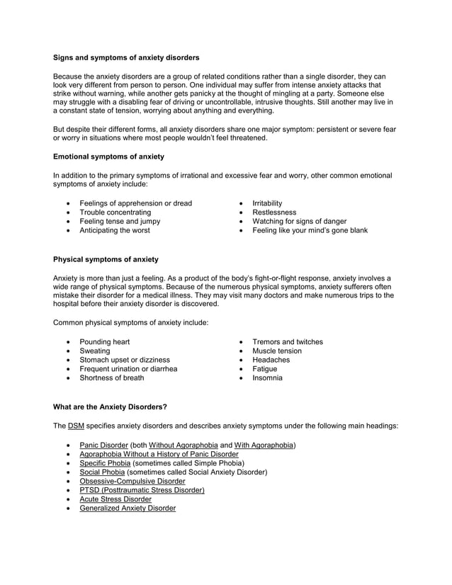 Anxiety Disorder | PDF