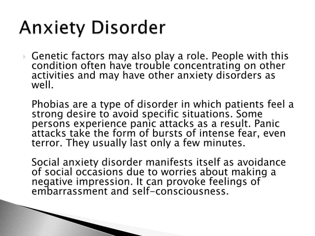 Anxiety Disorder - Symptoms and Some Types | PPT
