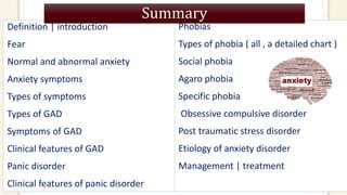 Anxiety disorders -defen | phobias | panic attack |causes | management ...