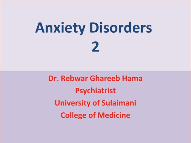 Psychiatry 5th year, 2nd lecture (Dr. Rebwar Ghareeb Hama) | PPT ...