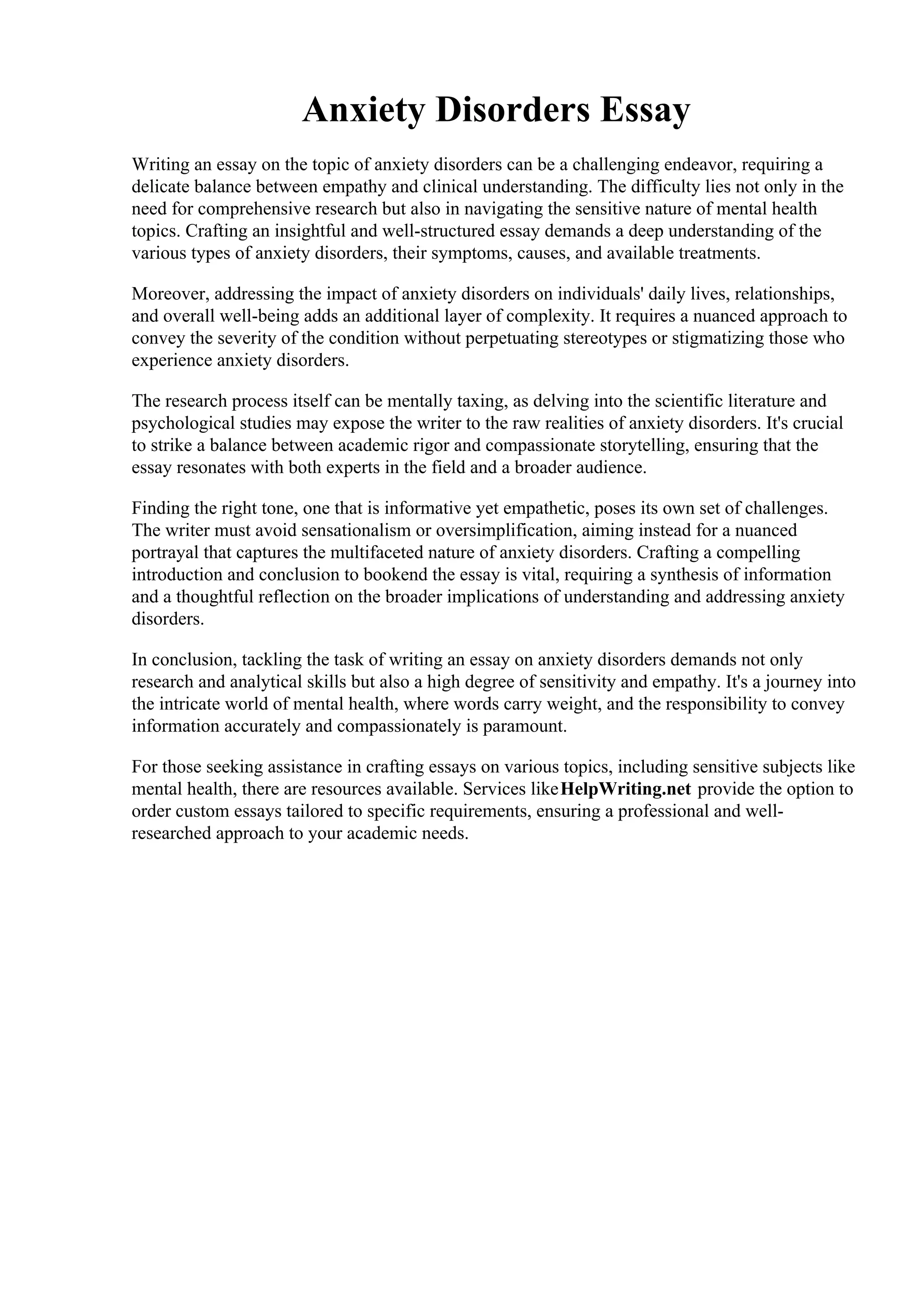 Anxiety Disorders Essay.pdf