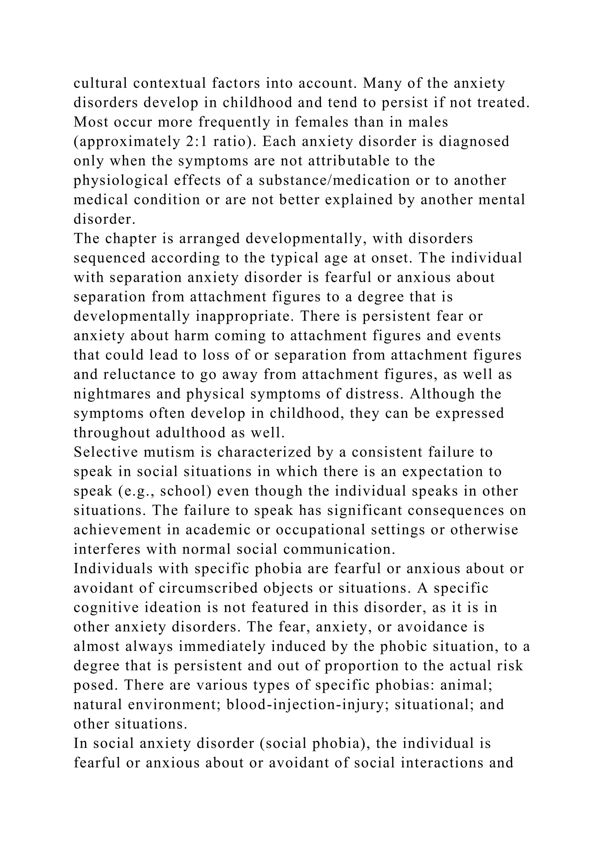 Anxiety disorders include disorders that share features of excessi.docx