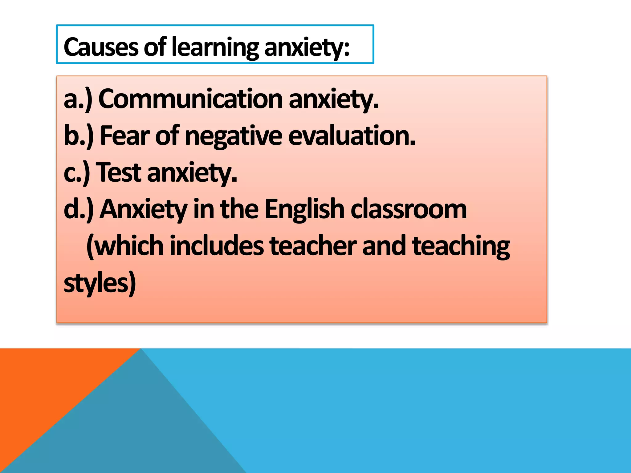 Anxiety in second language learning | PPTX