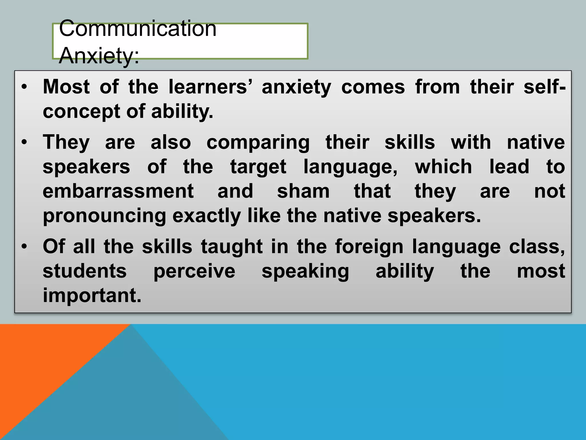 Anxiety in second language learning | PPTX