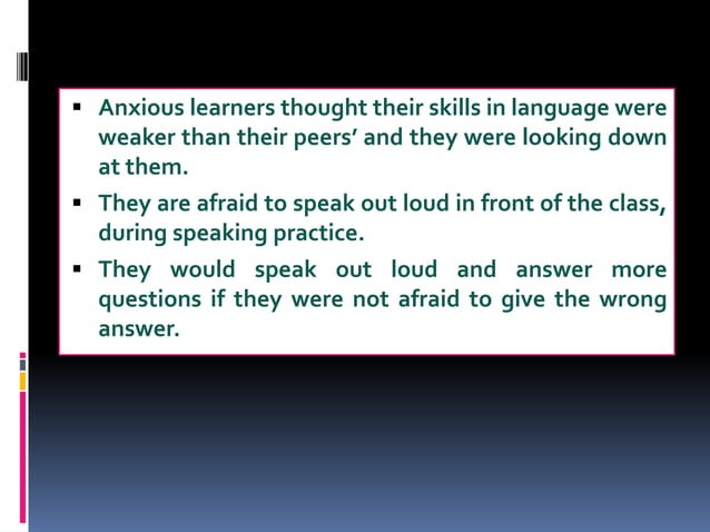Anxiety in second language learning | PPTX