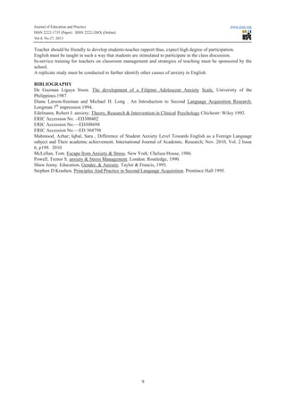 Anxiety level of indonesian students and its relationship to academic ...