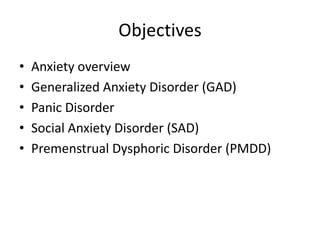 Psychopharmacology of Anxiety Disorders I: GAD & SAD | PPT