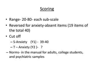 Anxiety scales tutorial | PPTX