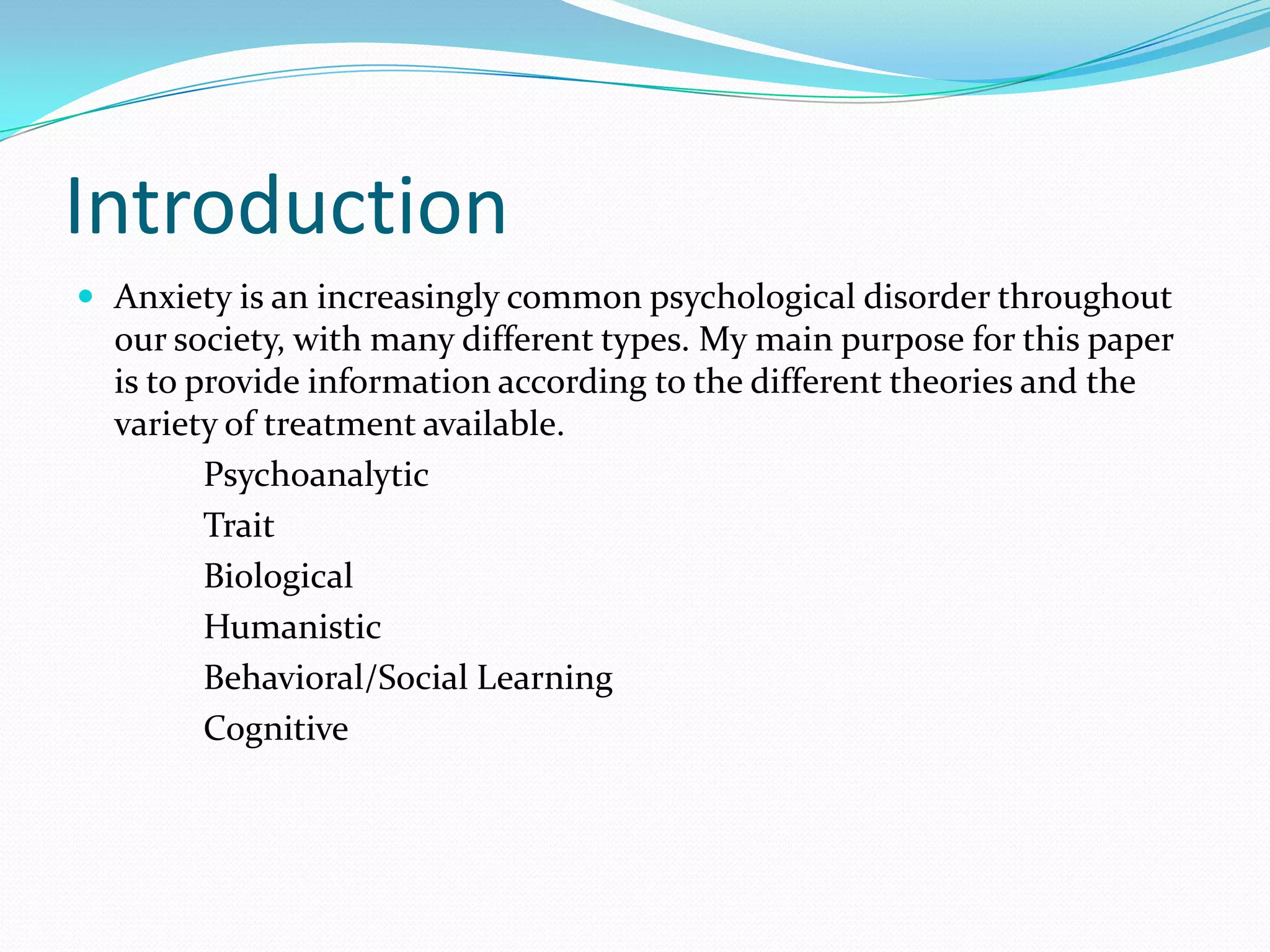 Anxiety through the theories | PPTX