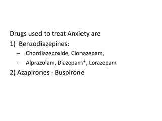 Anxiolytics med chem Lecture | PPTX
