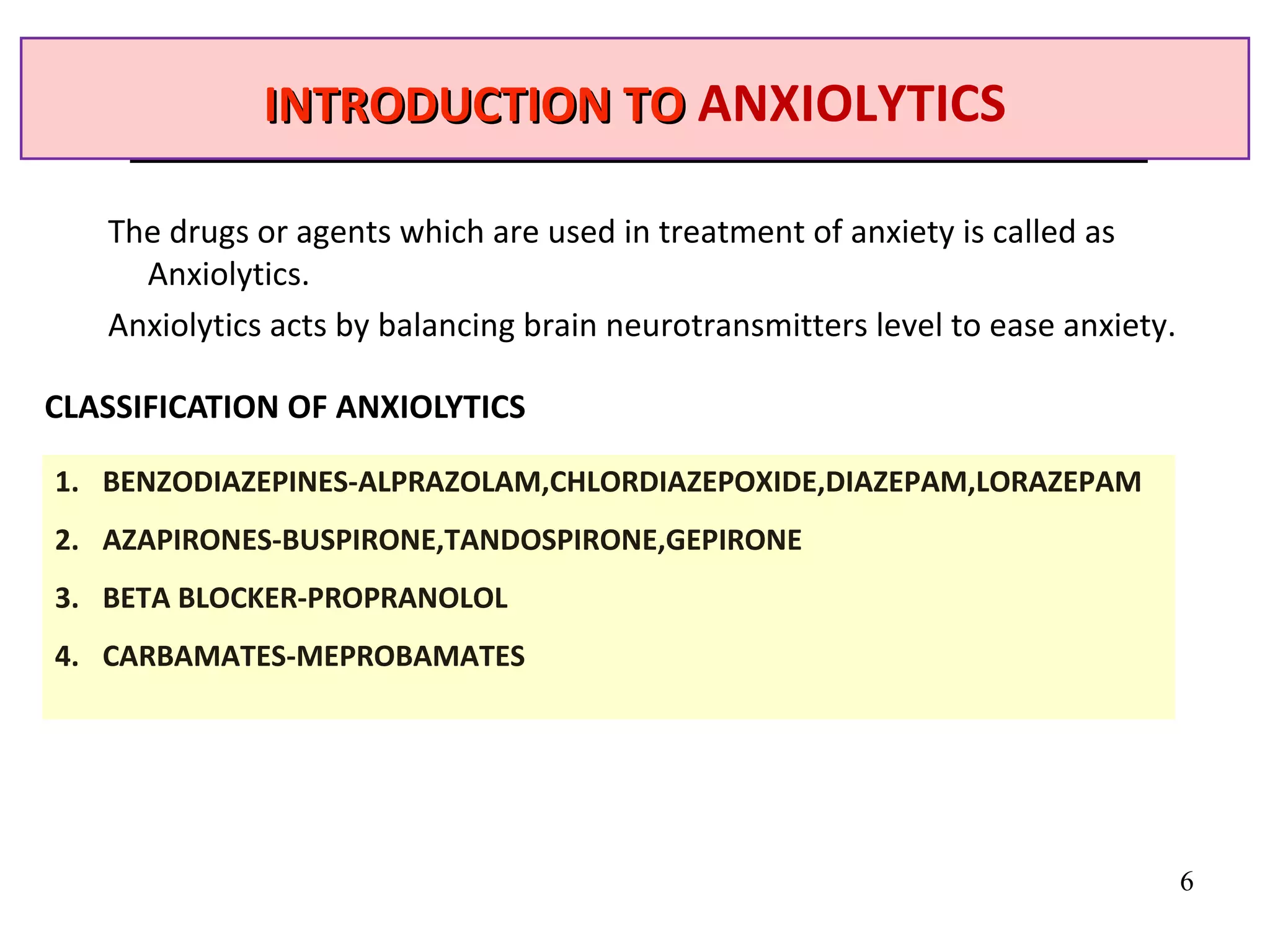 Anxiolytic drugs : important | PPT