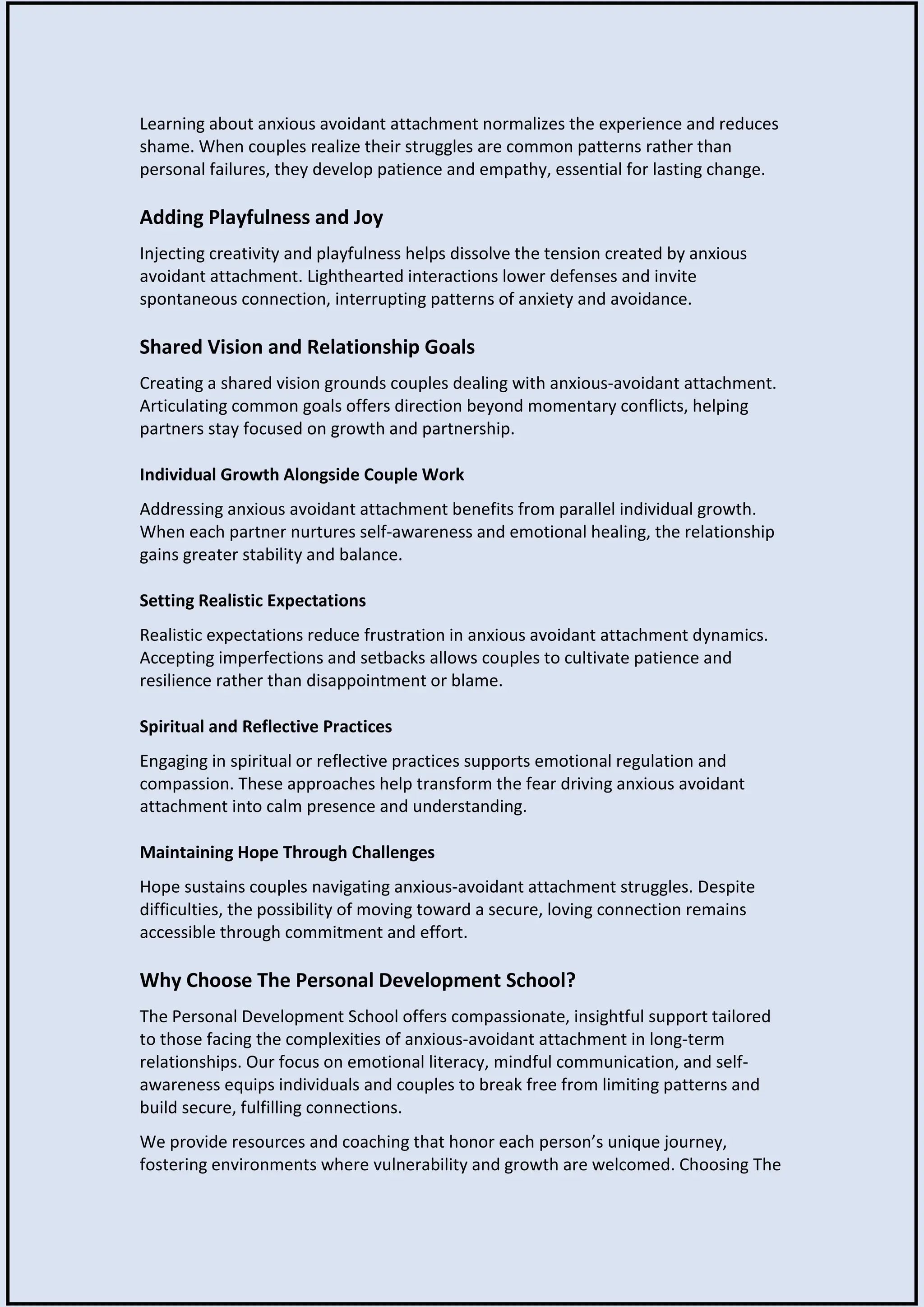 Anxious Avoidant Attachment in Long-Term Relationships: Challenges and ...