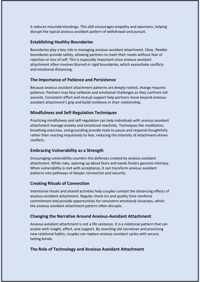 Anxious Avoidant Attachment in Long-Term Relationships: Challenges and ...