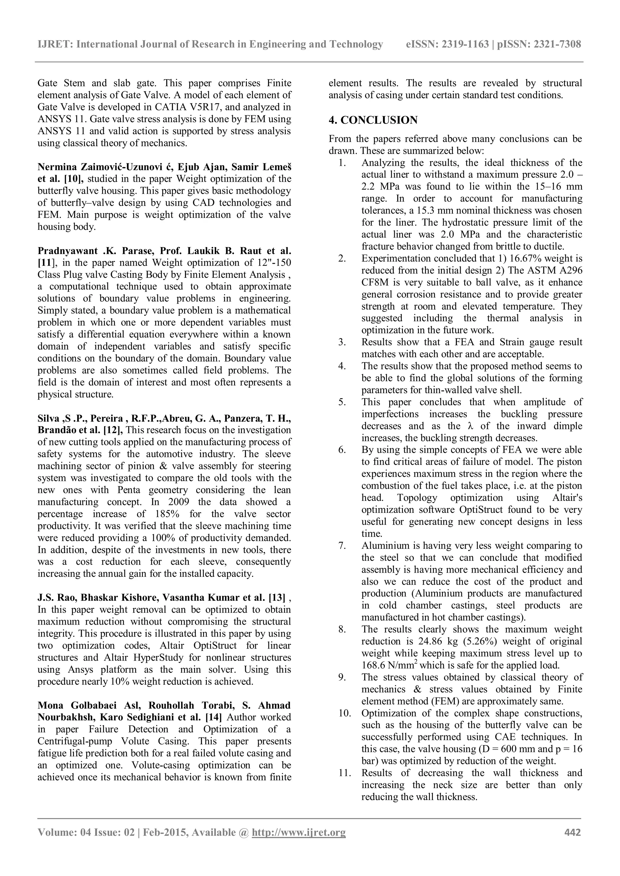 Anyalysis and design optimization of 8’’ 600# gate valve body using fea ...