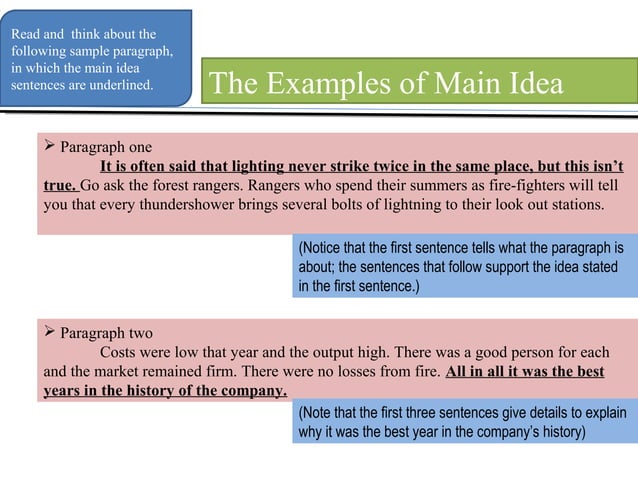 Topic Sentence and Main Idea | PPT