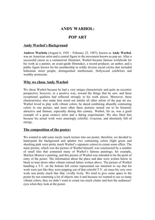 Anydy Warhol | DOC | Painting | Arts and Crafts