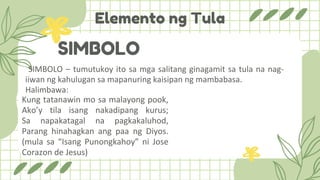 Anyo at Elemento ng Tula at ang ibig halimbawa | PDF