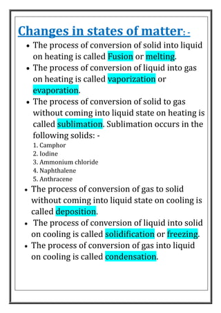 class 9 chemistry Ch 1 matter | DOCX