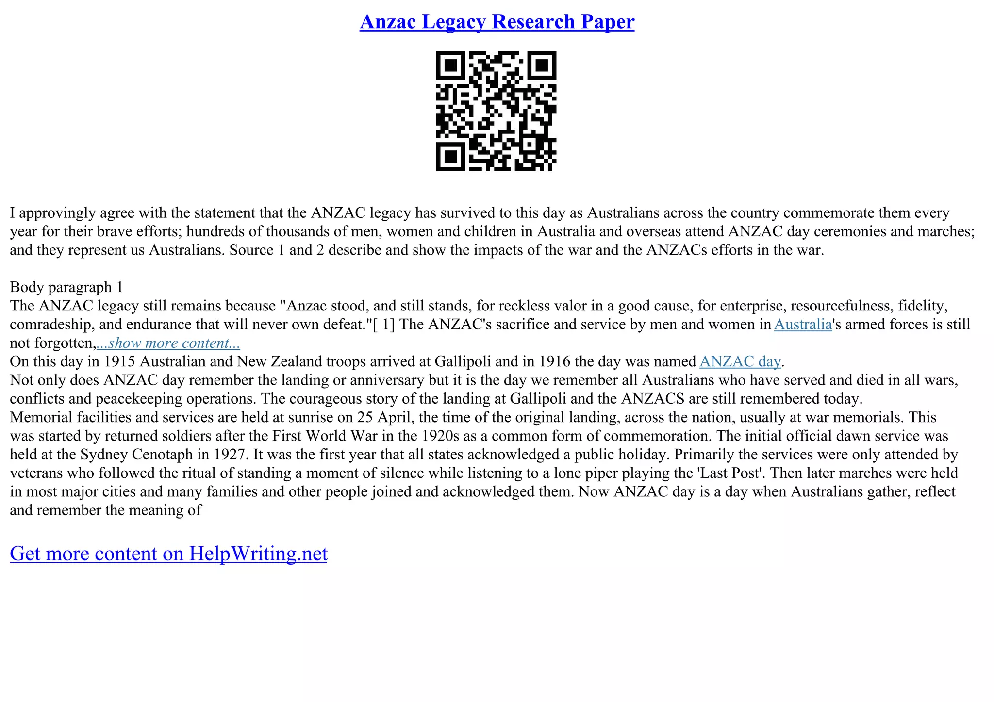Anzac Day In Australia | PDF