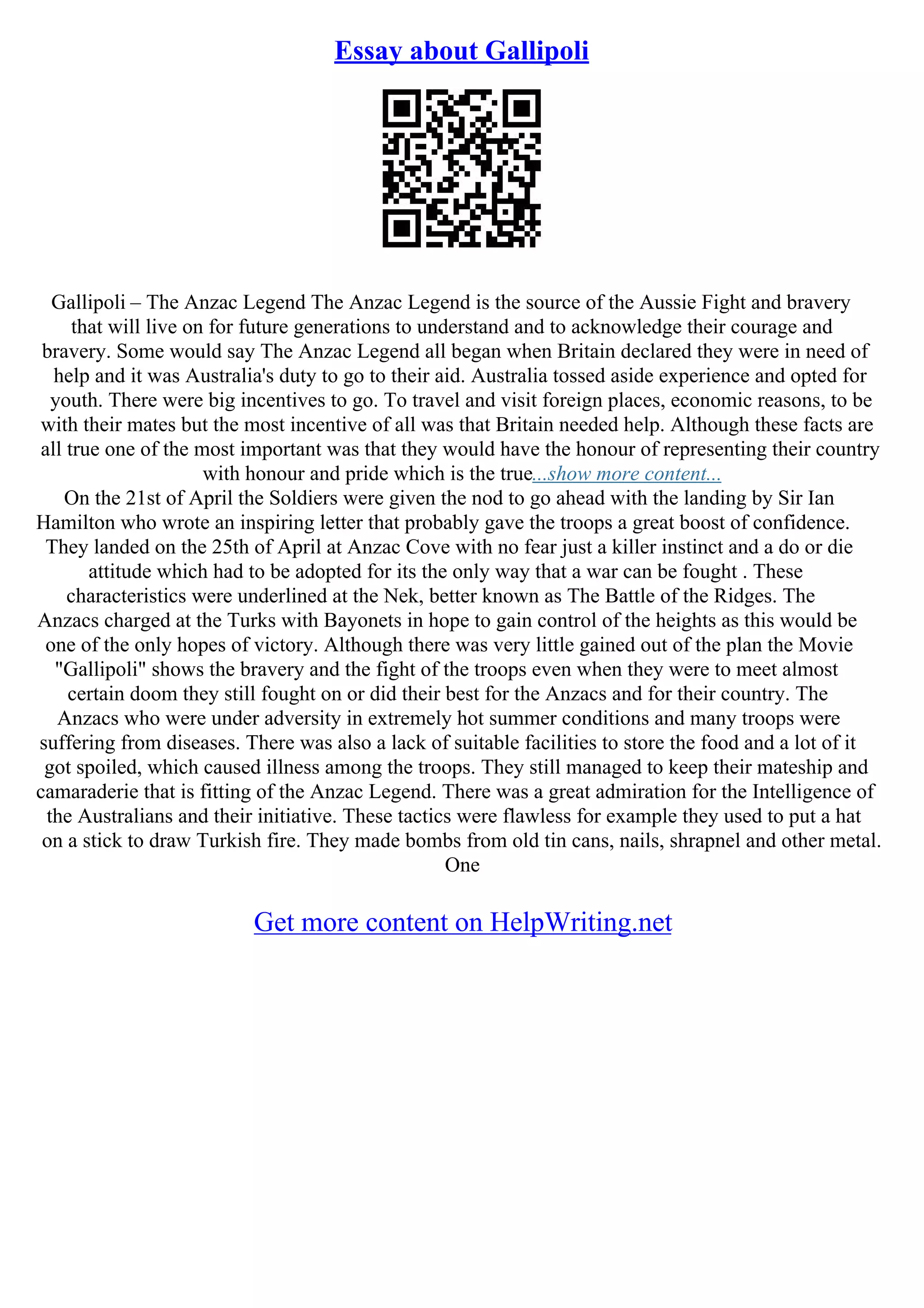 Anzac Legend Essay | PDF