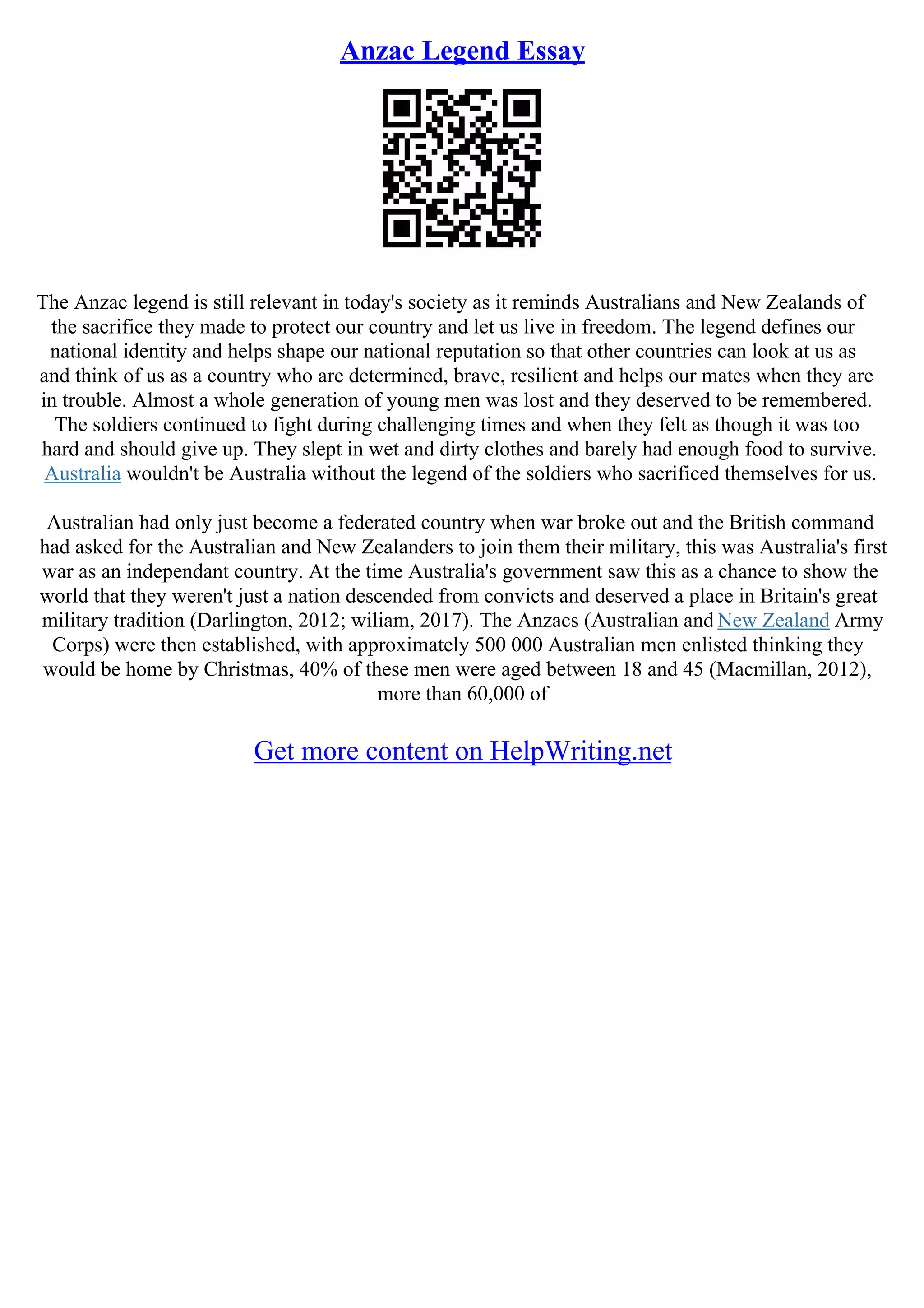 Anzac Legend Essay | PDF