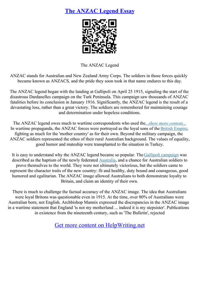 Anzac Legend Essay | PDF