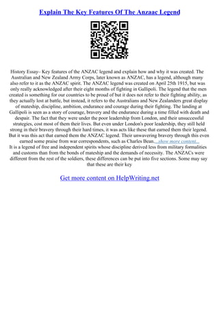 Anzac Legend Essay | PDF