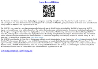 ANZAC Legend Essay | PDF