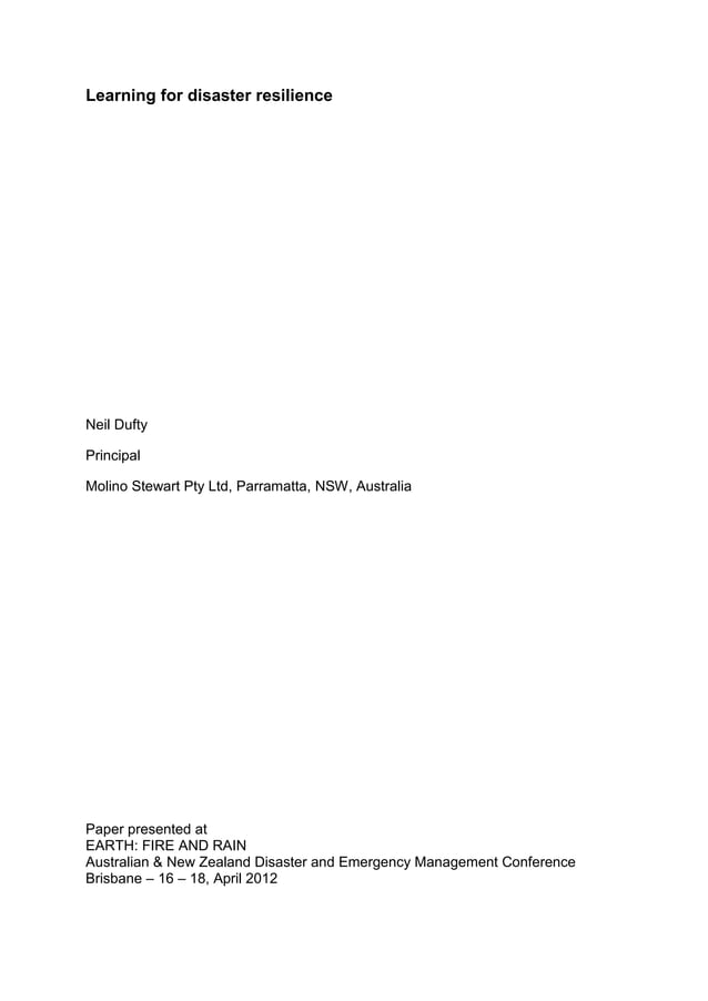 Learning for disaster resilience paper | DOCX