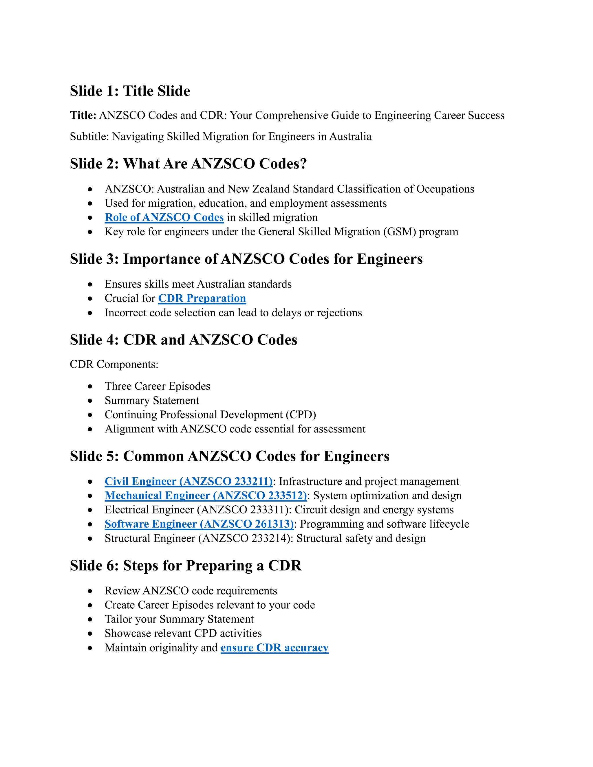 ANZSCO Codes and CDR Your Comprehensive Guide to Engineering Career ...