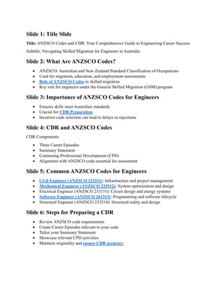 ANZSCO Codes and CDR Your Comprehensive Guide to Engineering Career ...