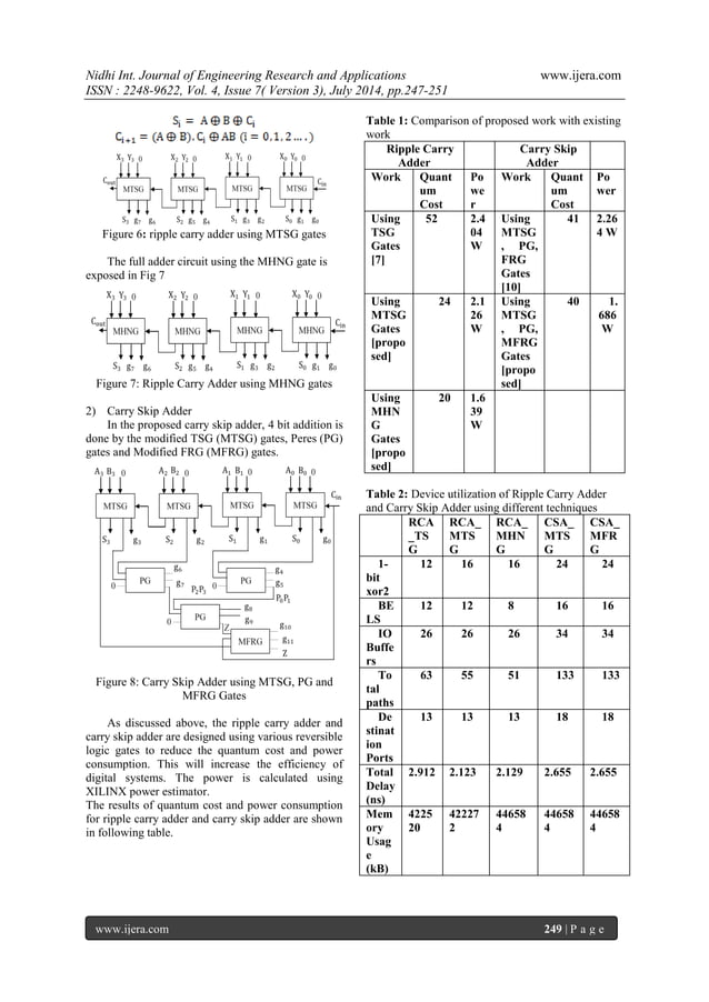 Efficient Design Of Ripple Carry Adder And Carry Skip Adder With Low Quantum Cost And Low Power