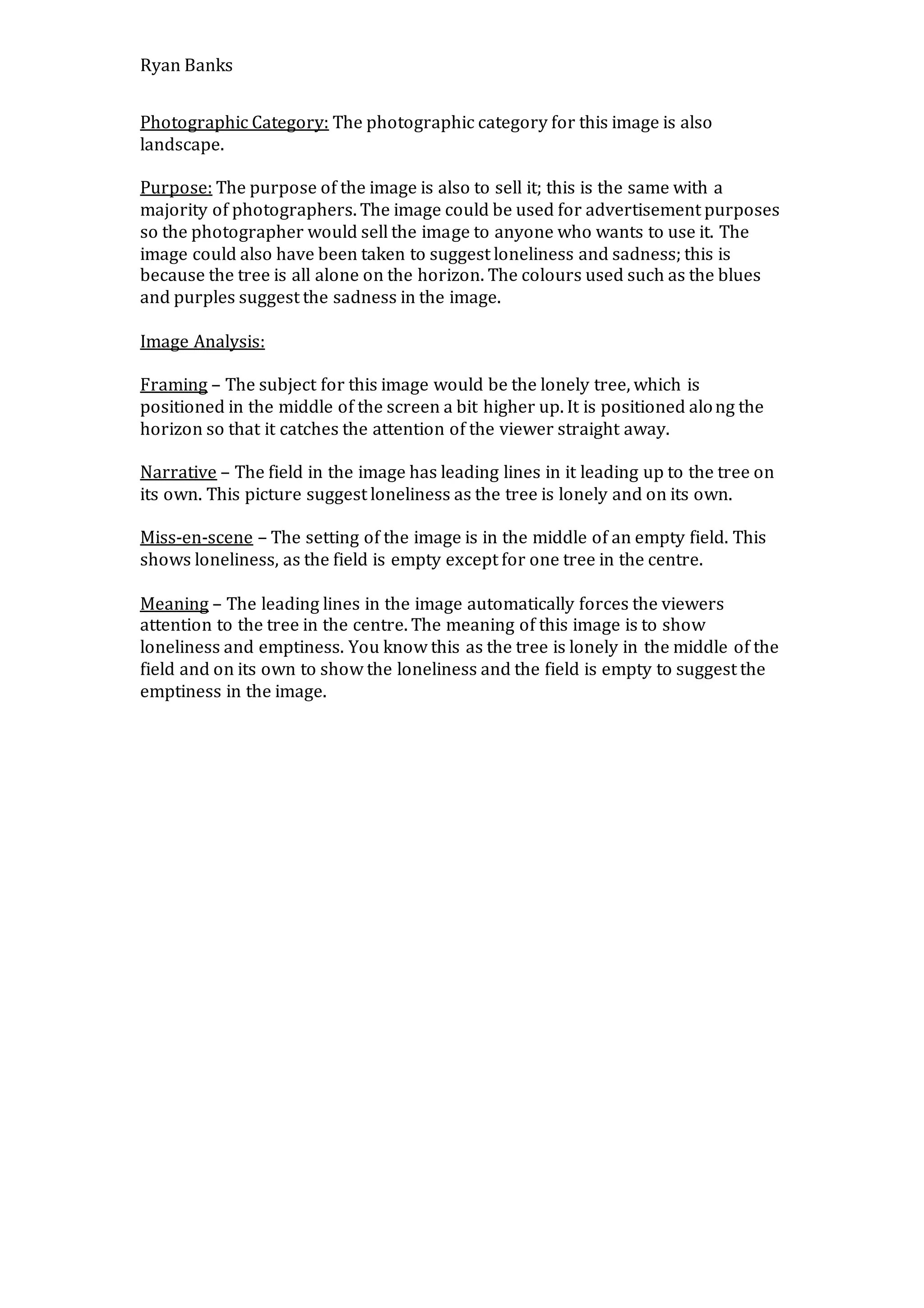 Ao1 – understanding photography – landscape | PDF