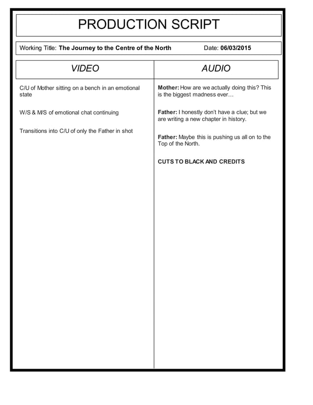 Media Studies: Unit 40 - AO3; Production Script | PDF