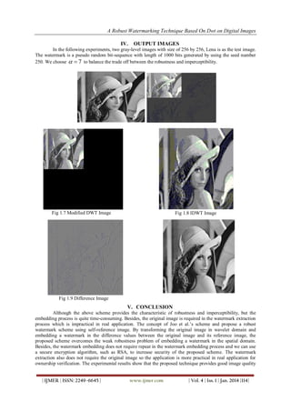 A Robust Watermarking Technique Based On Dwt on Digital Images | PDF