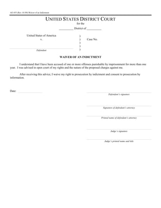 Written Waiver of Indictment in Federal Court | PDF