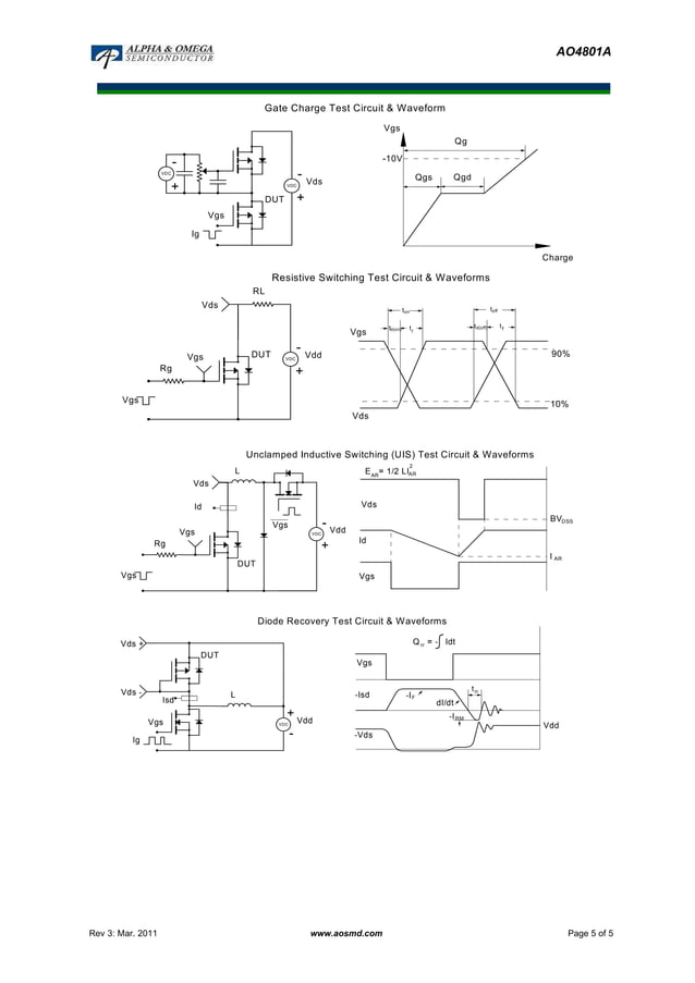Original P-Channel Mosfet AO4801A 4801A 4801 SOP-8 New | PDF