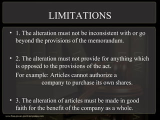 Articles of Association and its Alterations Simplified. | PPT