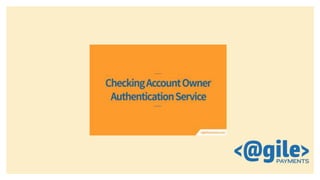 Checking Account Owner Authentication | PPT