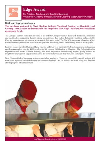 AoC Beacon Awards 2009/10 Winning College Profiles | PDF