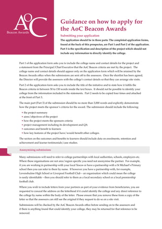 AoC Beacon Awards 2014-15 - Guidance on How to Apply | PDF