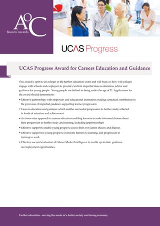 AoC Beacon Awards 2014-15 - UCAS Progress Award for Careers Education and Guidance | PDF