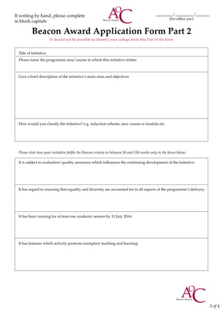 AoC Beacon Awards 2014-15 prospectus - application form | PDF