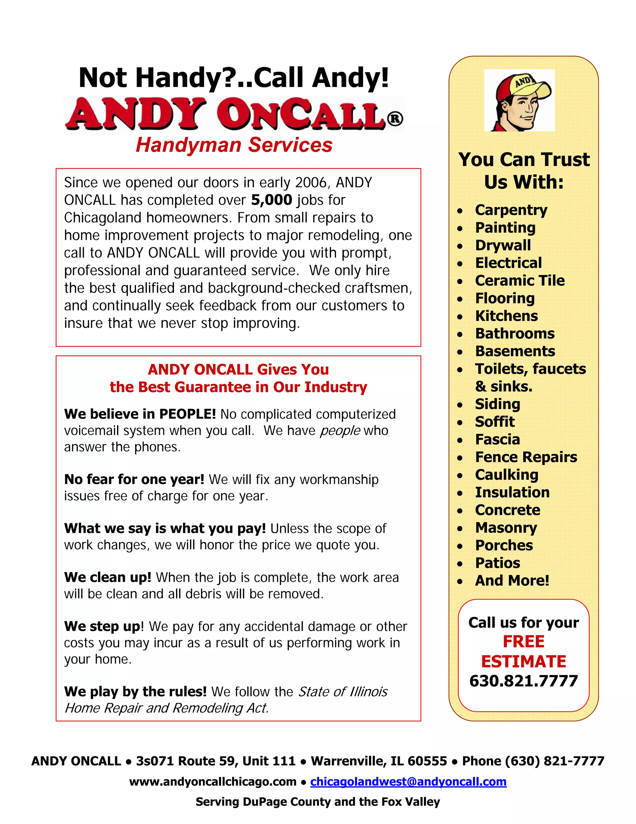 ANDY ONCALL Email Brochure | PDF
