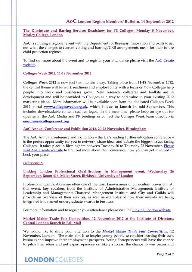 AoC London Region Bulletin Issue 120 | PDF