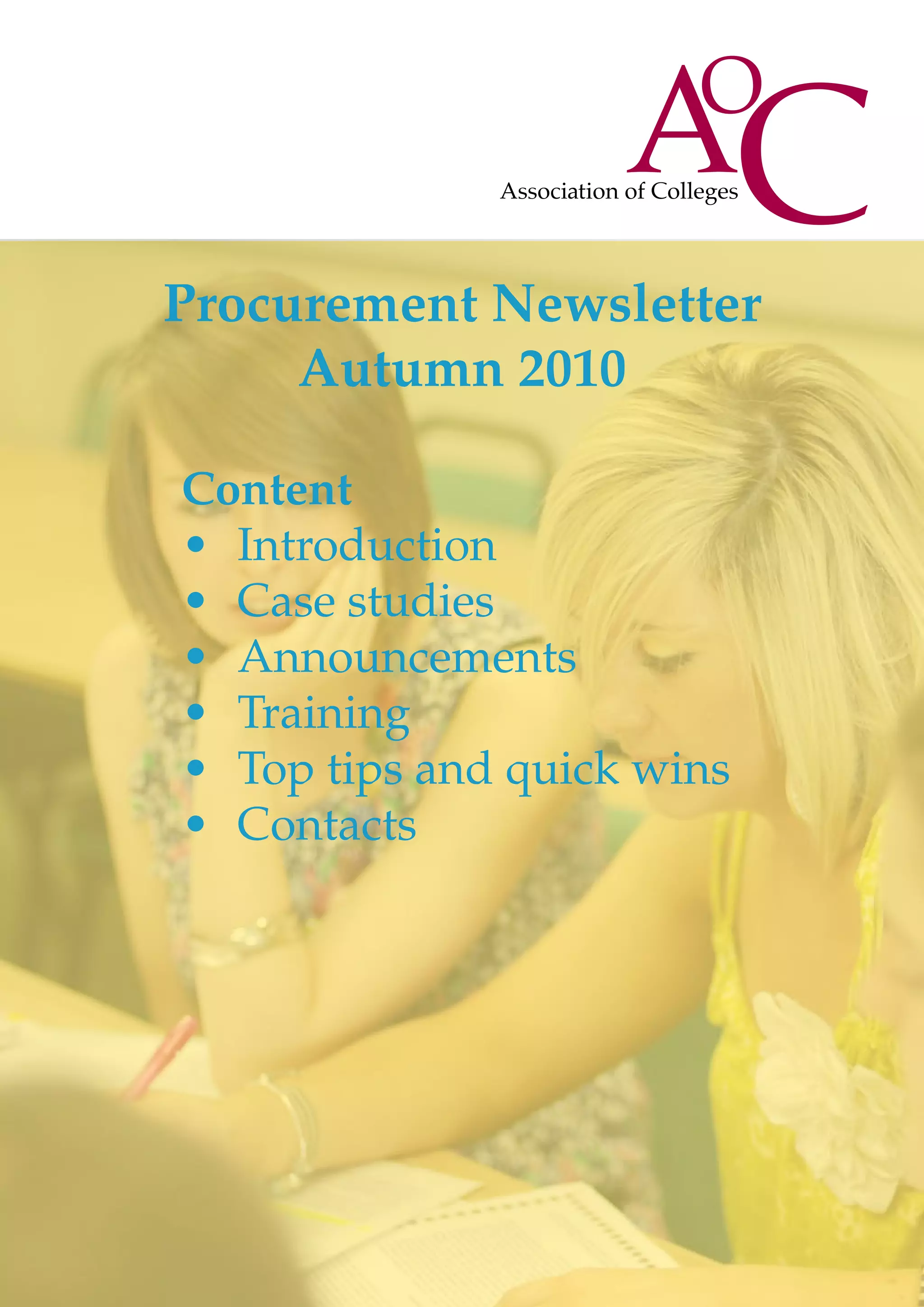 AoC procurement newsletter autumn 2010 | PDF | College Planning ...