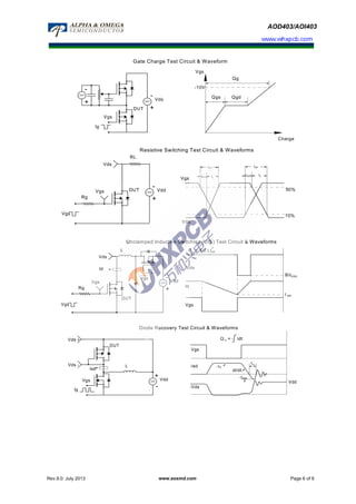 Original Mosfet P-Channel D403 AOD403 85A 30V TO-252 New | PDF