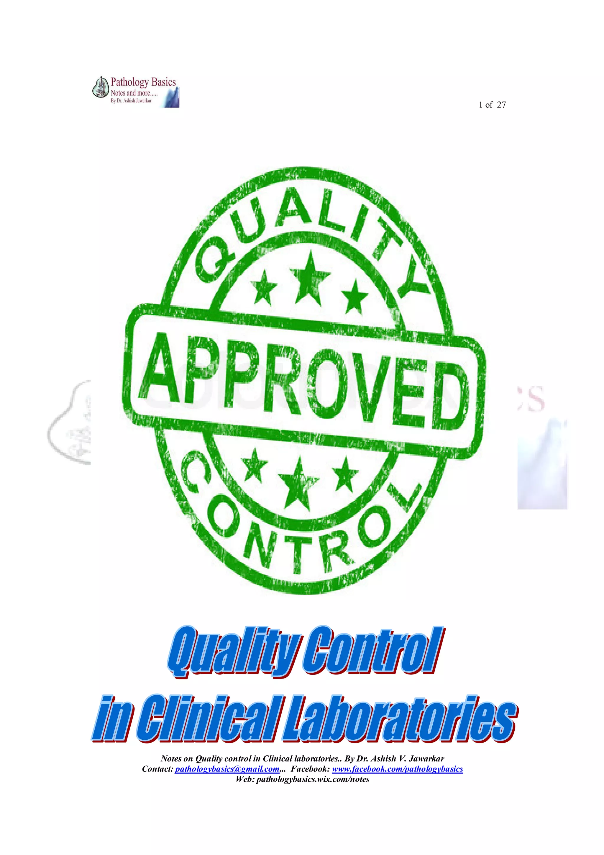 Quality control in clinical laboratories | PDF
