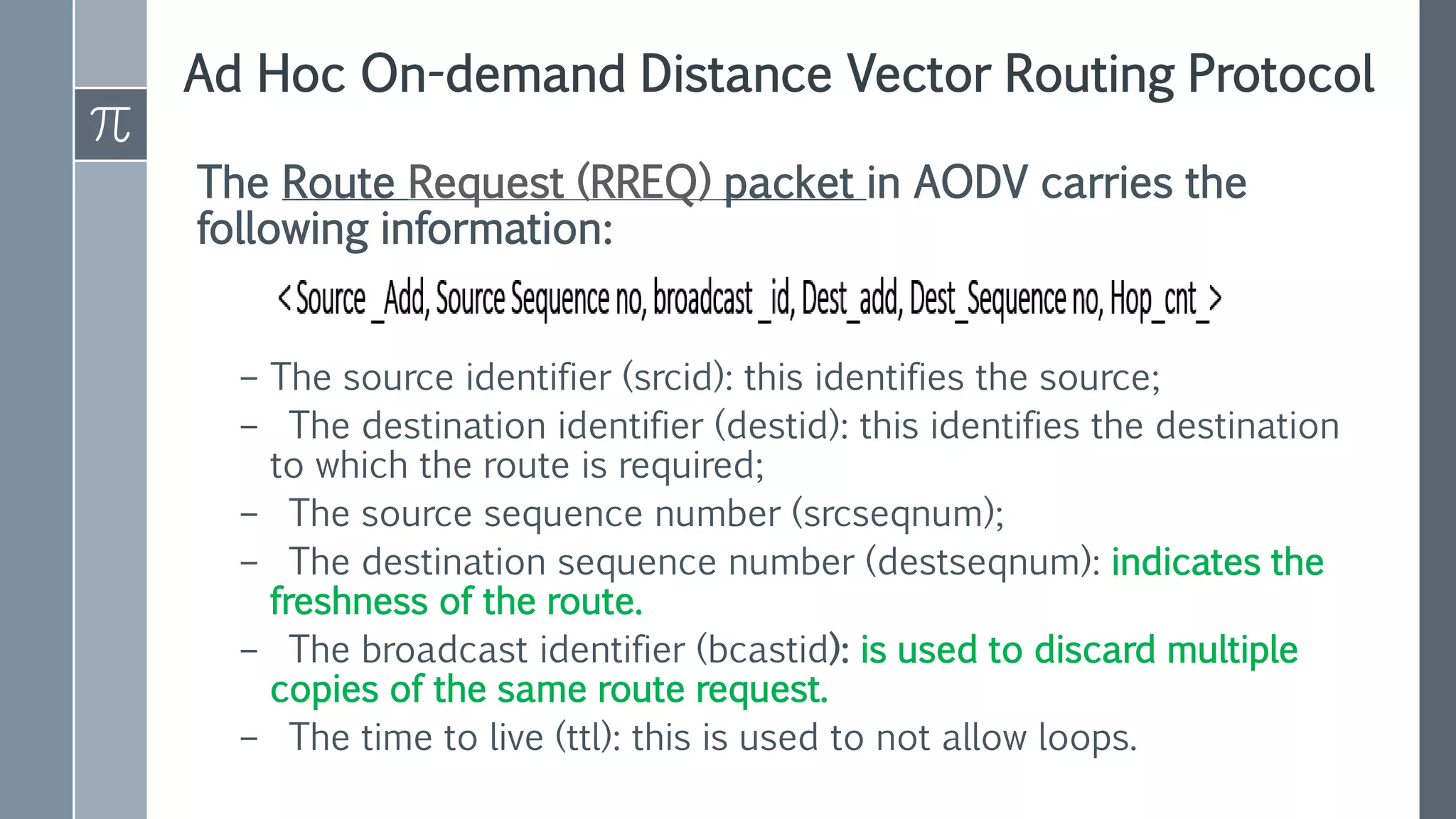 AODV (adhoc ondemand distance vector routing) | PPTX